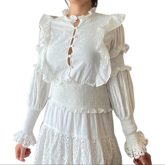 Cleobella | Dresses | New Cleobella White Eyelet Ruffle Mini Dress ...